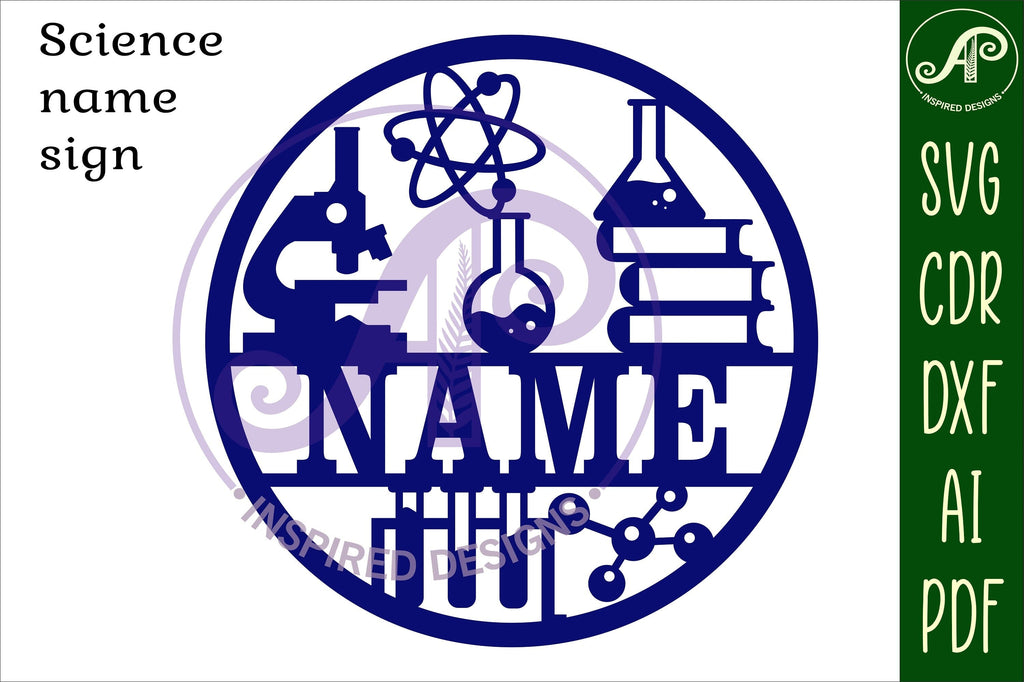 Science name sign svg laser cut template - So Fontsy