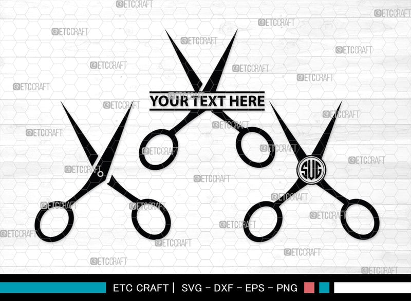 Scissors Monogram, Scissors Silhouette, Scissors SVG, Salon Svg ...