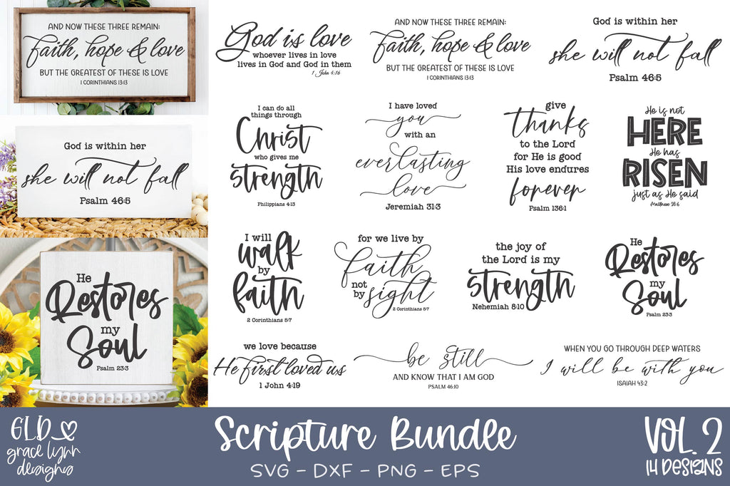 Scripture SVG Bundle Vol 2 | Bible Verse Bundle | Religious SVGs - So ...