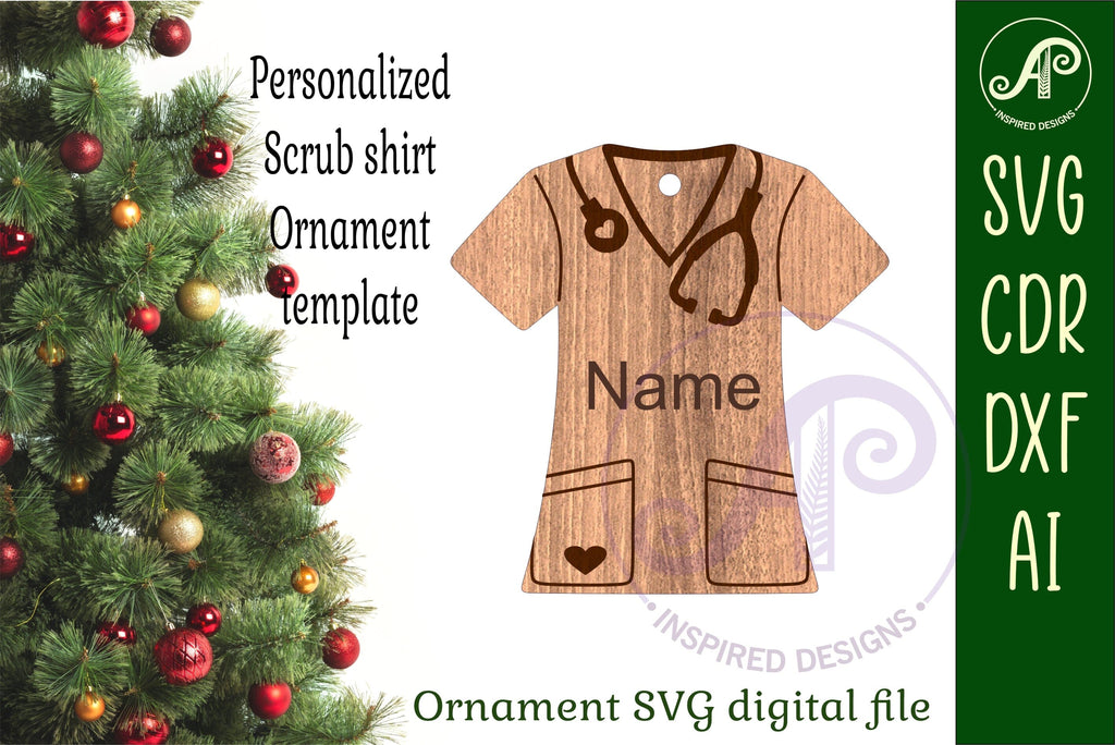 Scrubs Christmas Ornament SVG laser cut - So Fontsy