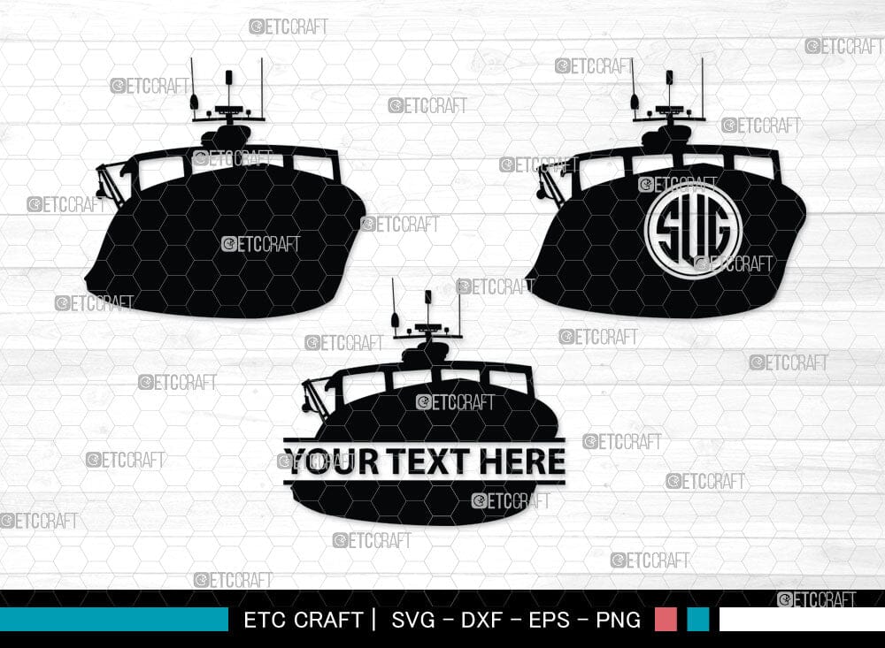 Sea Boats Monogram, Sea Boats Silhouette, Boat Svg, Ship Svg, Bass Boat ...