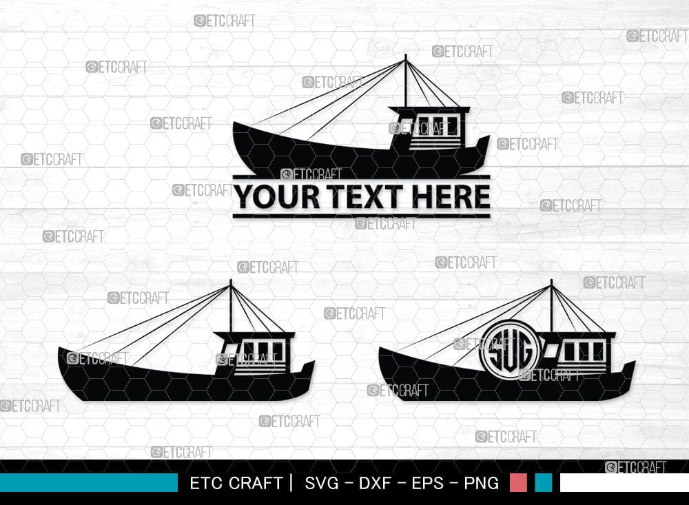 Sea Boats Monogram, Sea Boats Silhouette, Boat Svg, Ship Svg, Bass Boat ...
