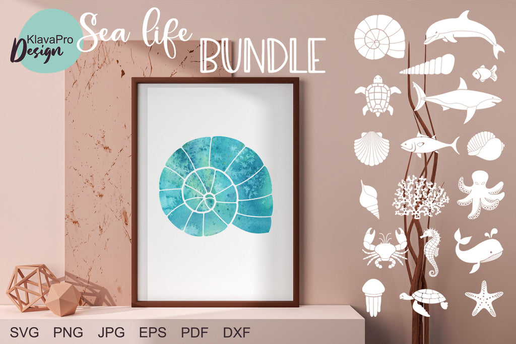 Sea life SVG silhouettes clipart Bundle sea animals svg. Silhouettes of ...
