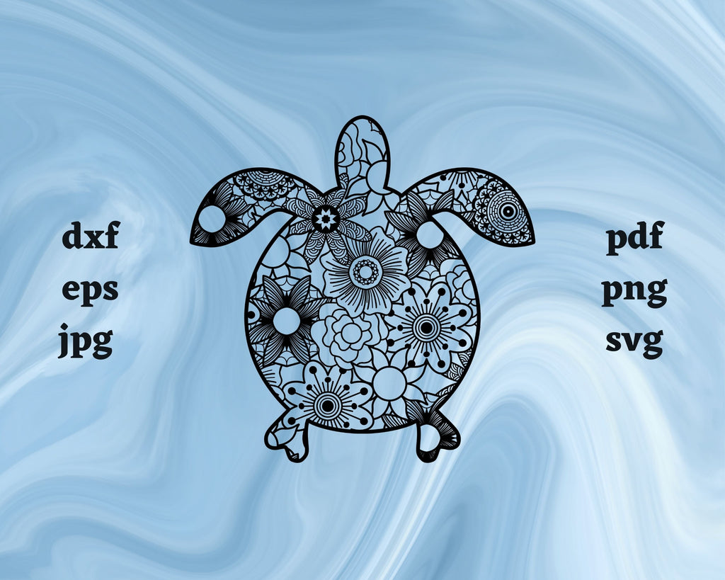 Sea Turtle Mandala SVG Cut File - So Fontsy