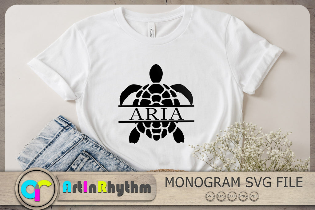 Sea Turtle Split Monogram Svg - So Fontsy