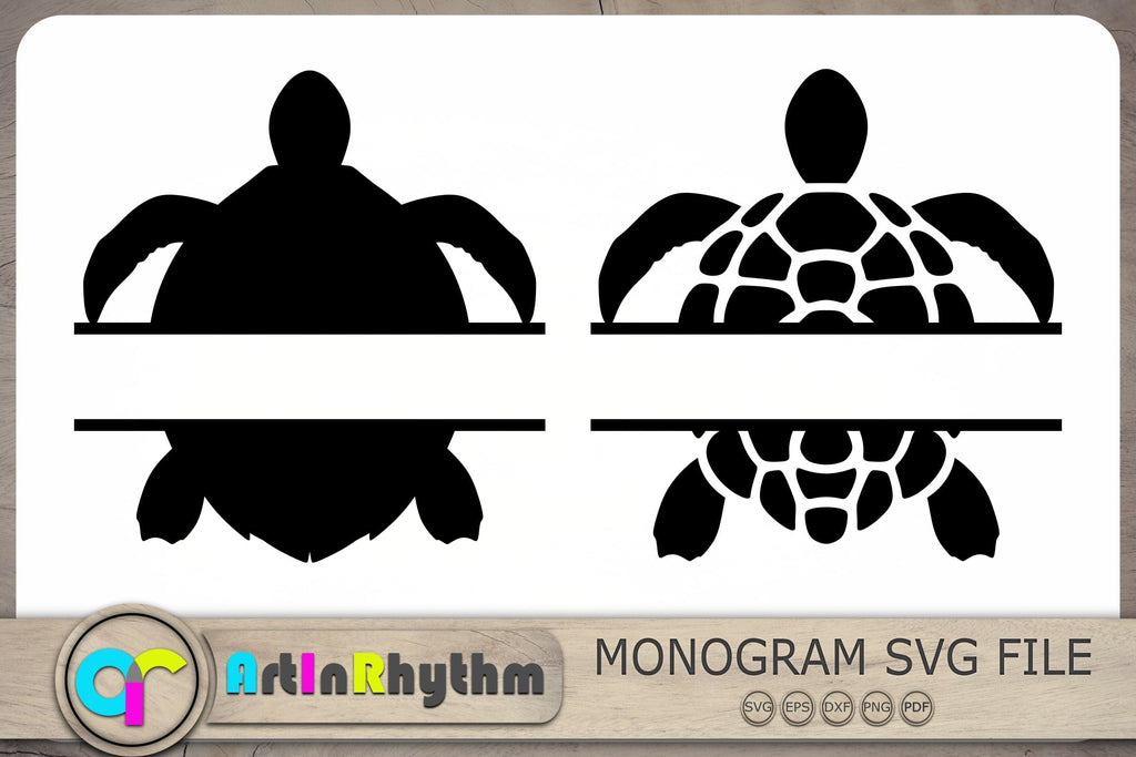 Sea Turtle Split Monogram Svg - So Fontsy