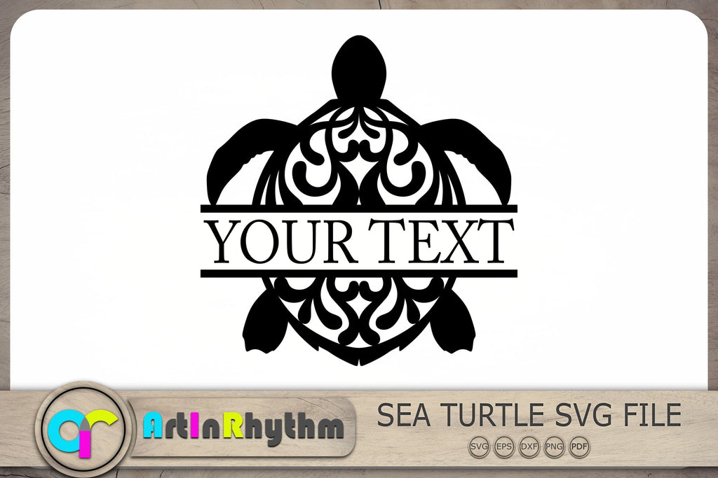 Sea Turtle Split Monogram Svg, Sea Svg - So Fontsy