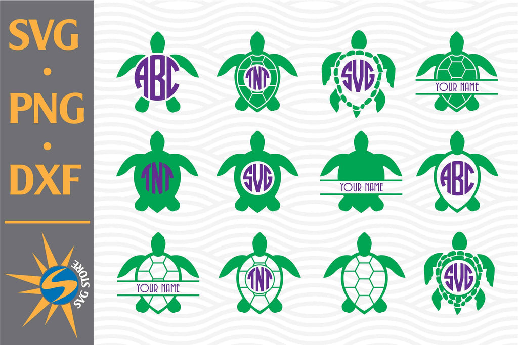 Sea Turtles Monogram SVG, PNG, DXF Digital Files Include - So Fontsy