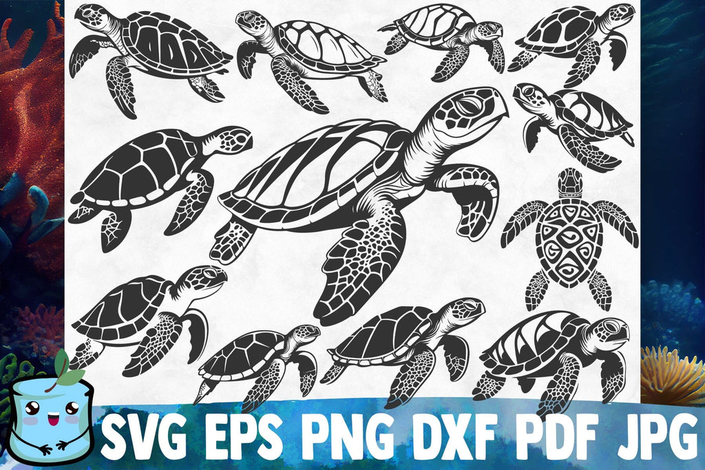 Sea Turtles Silhouettes Bundle - So Fontsy