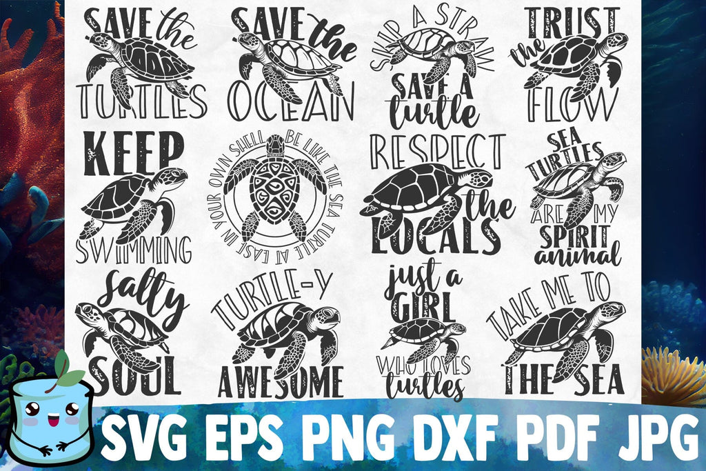 Sea Turtles SVG Bundle - So Fontsy
