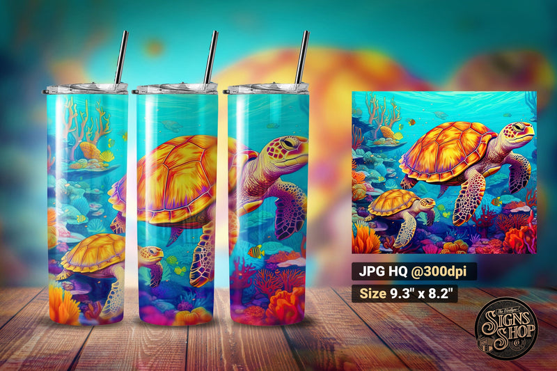 Sea Turtles Tumblers Wraps Sublimation - So Fontsy
