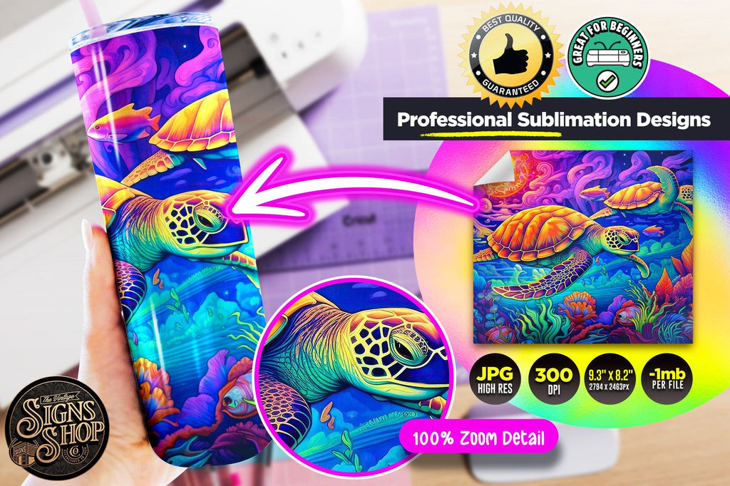 Sea Turtles Tumblers Wraps Sublimation - So Fontsy