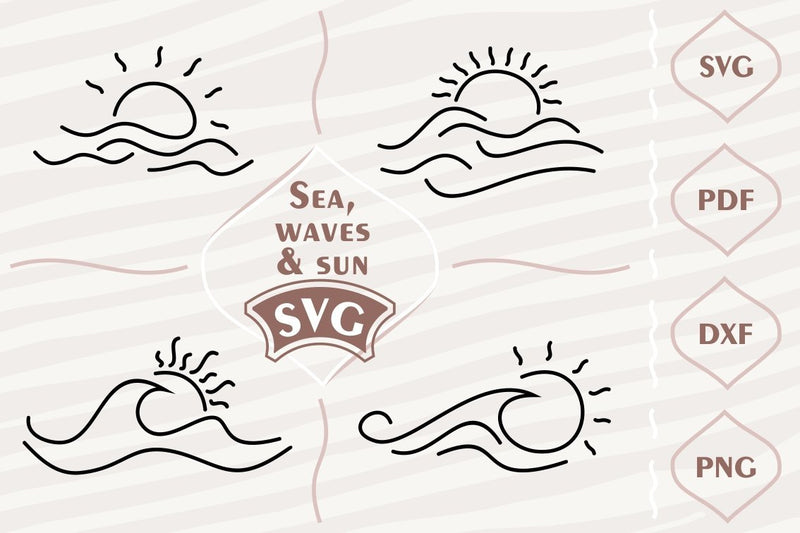 Sea, waves and sun - SVG bundle - So Fontsy