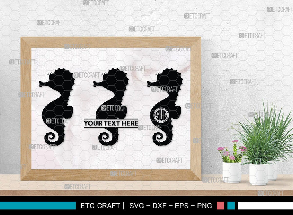 Seahorse Monogram, Seahorse Silhouette, Seahorse SVG, Sea Animal Svg ...