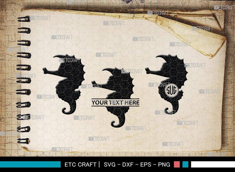 Seahorse Monogram, Seahorse Silhouette, Seahorse SVG, Sea Animal Svg ...