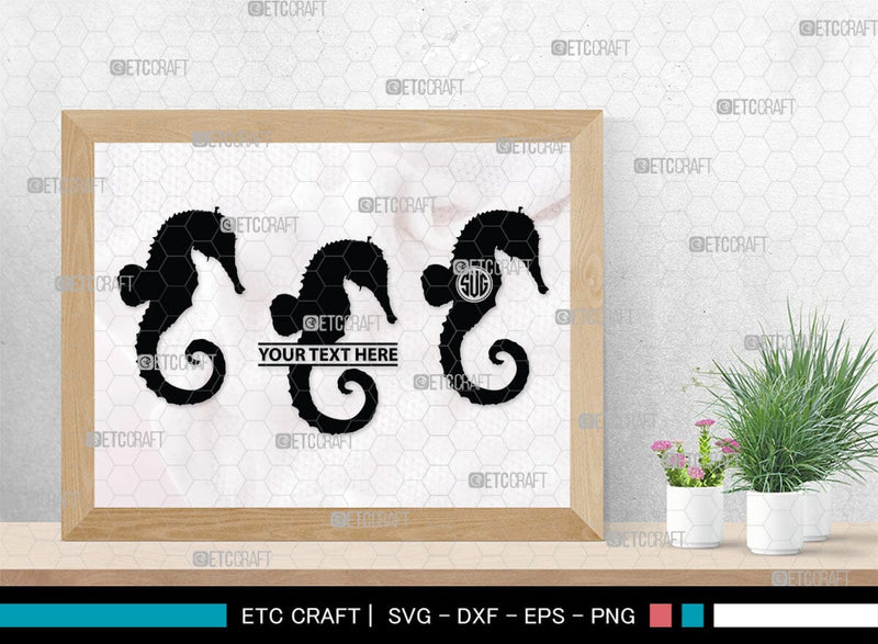 Seahorse Monogram, Seahorse Silhouette, Seahorse SVG, Sea Animal Svg ...