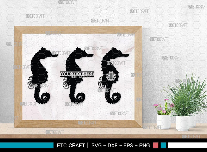 Seahorse Monogram, Seahorse Silhouette, Seahorse SVG, Sea Animal Svg ...