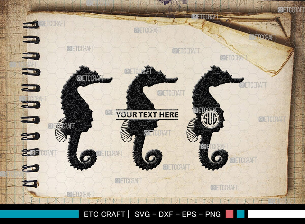 Seahorse Monogram, Seahorse Silhouette, Seahorse SVG, Sea Animal Svg ...