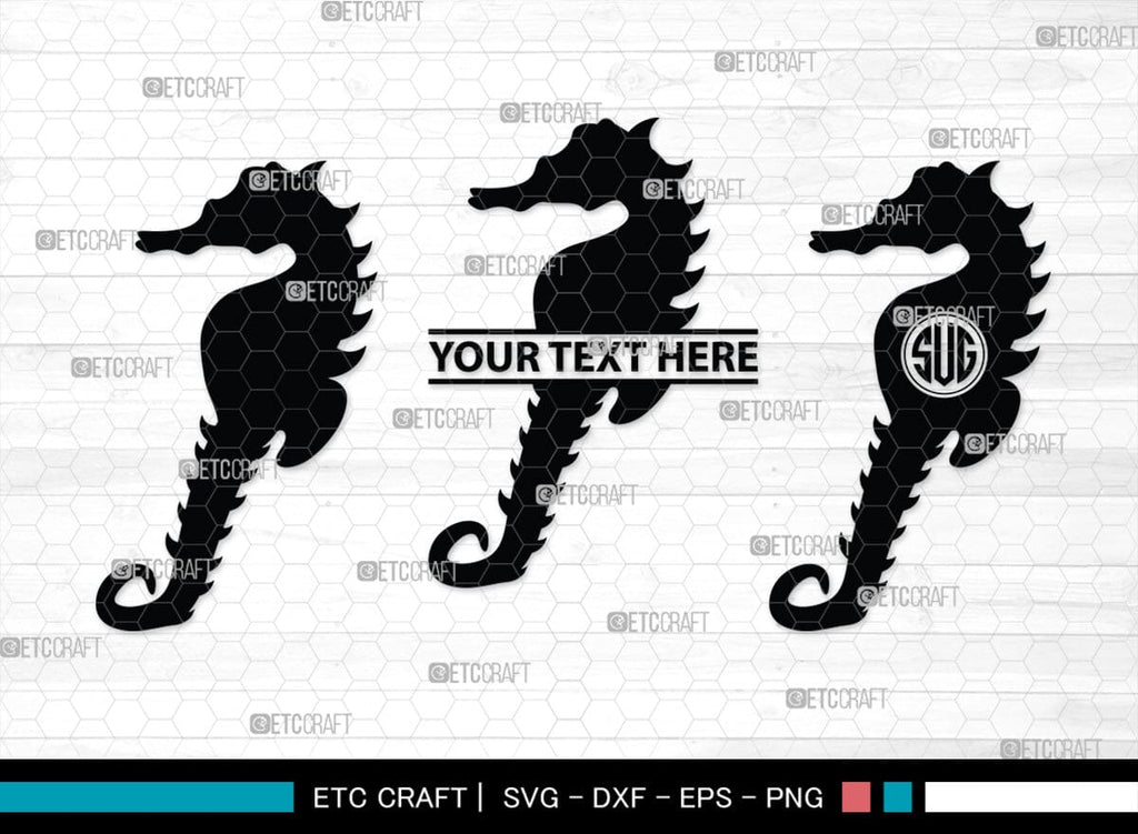 Seahorse Monogram, Seahorse Silhouette, Seahorse SVG, Sea Animal Svg ...
