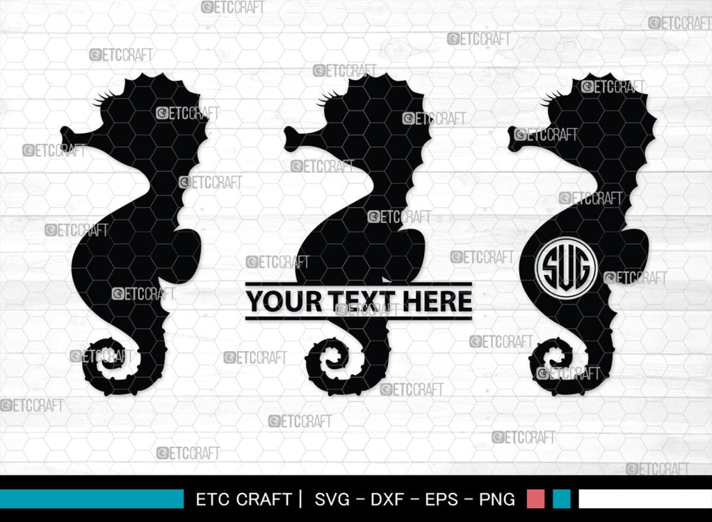 Seahorse Monogram, Seahorse Silhouette, Seahorse SVG, Sea Animal Svg ...
