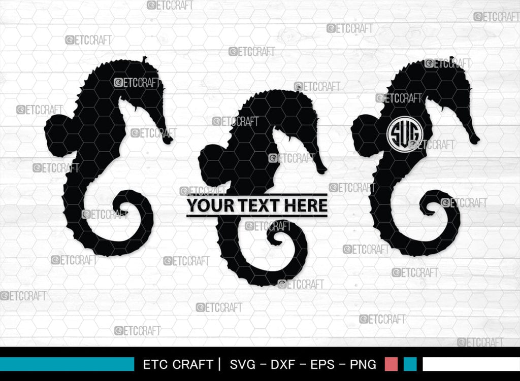 Seahorse Monogram, Seahorse Silhouette, Seahorse SVG, Sea Animal Svg ...