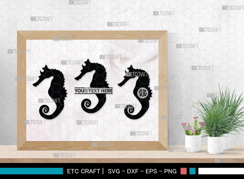 Seahorse Monogram, Seahorse Silhouette, Seahorse SVG, Sea Animal Svg ...
