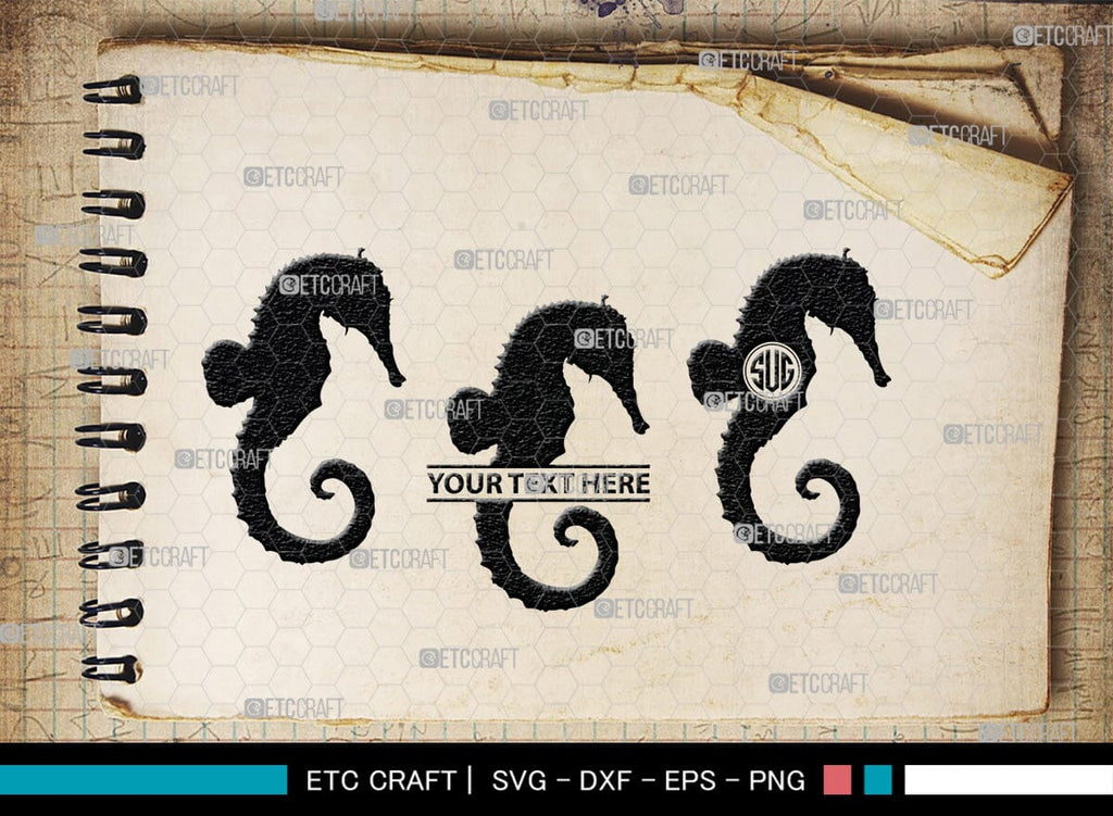 Seahorse Monogram, Seahorse Silhouette, Seahorse SVG, Sea Animal Svg ...