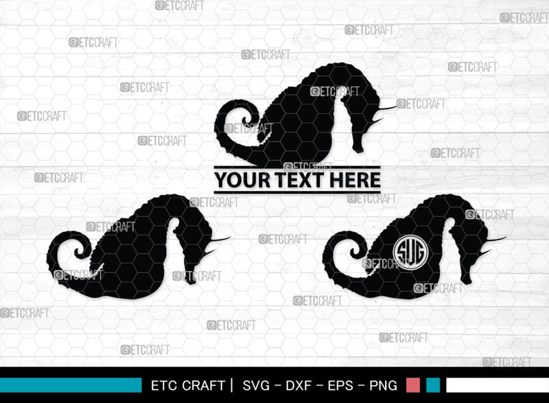 Seahorse Monogram, Seahorse Silhouette, Seahorse SVG, Sea Animal Svg ...