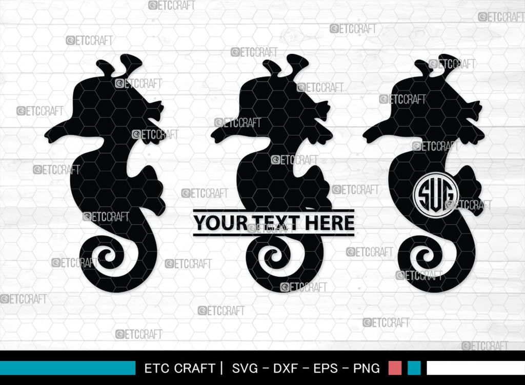 Seahorse Monogram, Seahorse Silhouette, Seahorse SVG, Sea Animal Svg ...