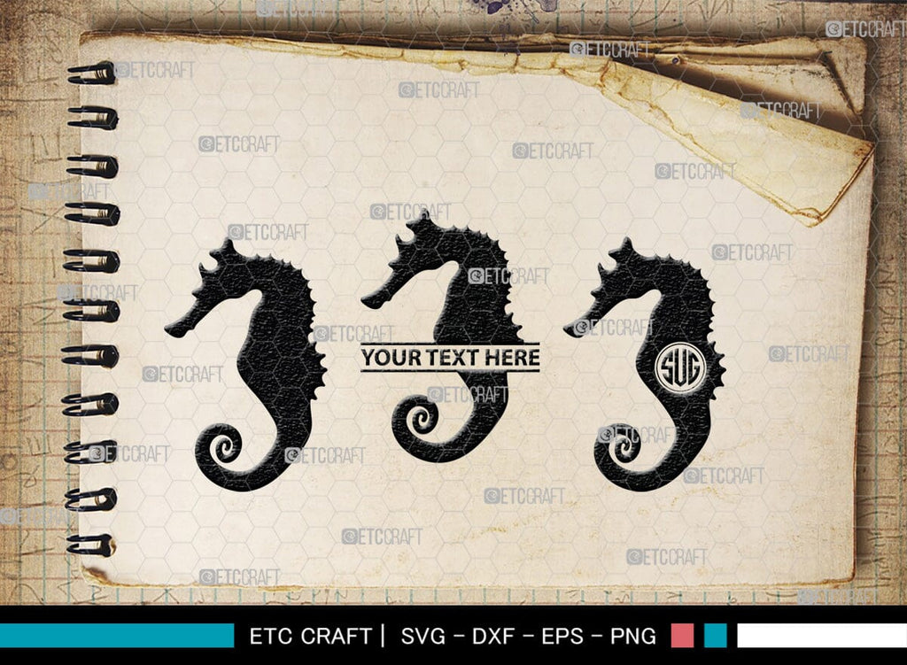 Seahorse Monogram, Seahorse Silhouette, Seahorse SVG, Sea Animal Svg ...