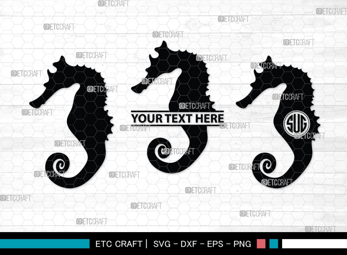Seahorse Monogram, Seahorse Silhouette, Seahorse SVG, Sea Animal Svg ...