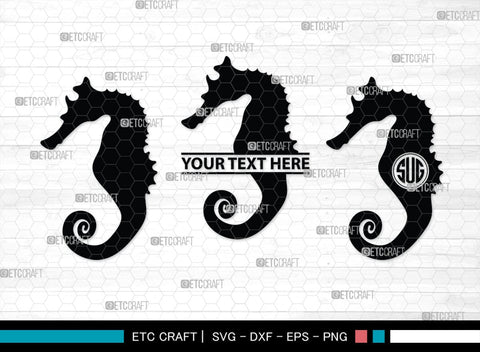 Seahorse Monogram, Seahorse Silhouette, Seahorse SVG, Sea Animal Svg ...