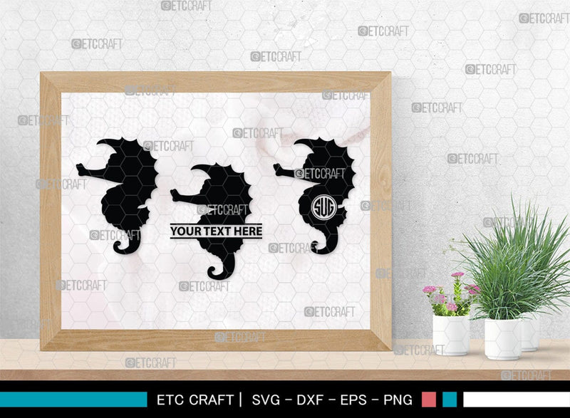 Seahorse Monogram, Seahorse Silhouette, Seahorse SVG, Sea Animal Svg ...