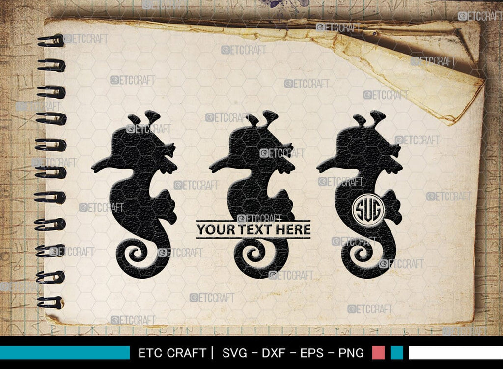Seahorse Monogram, Seahorse Silhouette, Seahorse SVG, Sea Animal Svg ...