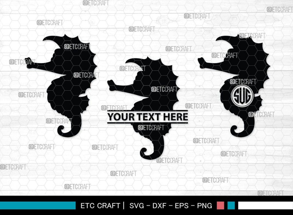 Seahorse Monogram, Seahorse Silhouette, Seahorse SVG, Sea Animal Svg ...