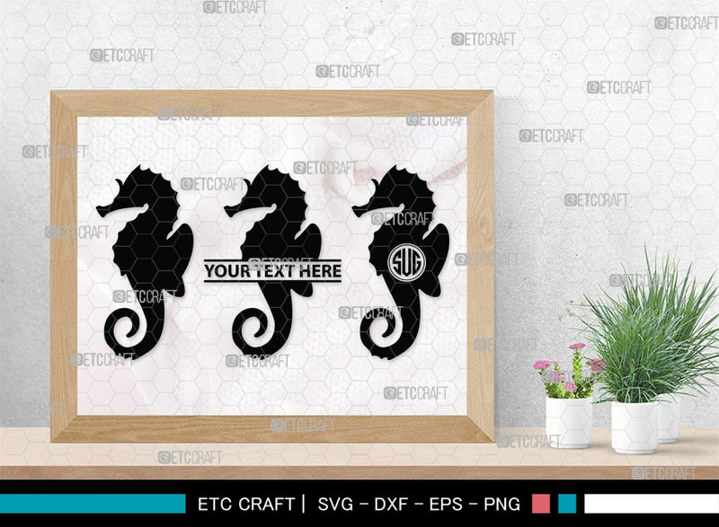 Seahorse Monogram, Seahorse Silhouette, Seahorse SVG, Sea Animal Svg ...