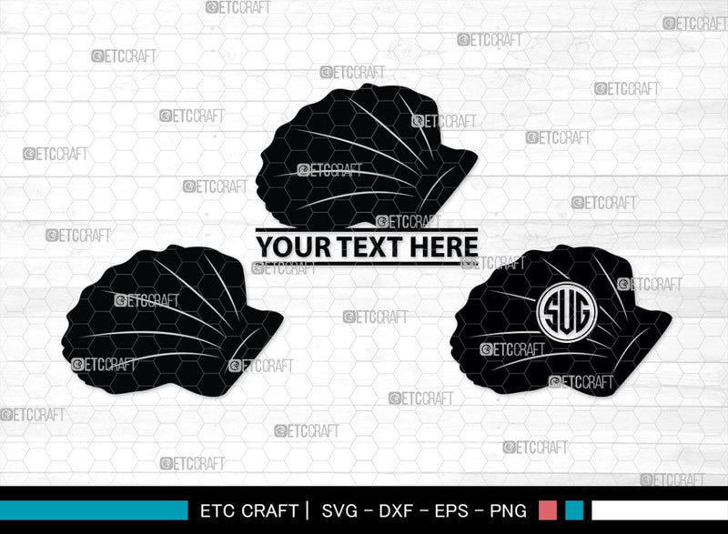 Seashell Monogram, Seashell Silhouette, Seashell SVG, Shell Svg ...