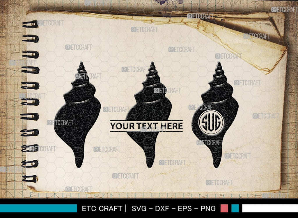 Seashell Monogram, Seashell Silhouette, Seashell SVG, Shell Svg, Scall ...