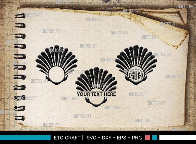 Seashell Monogram, Seashell Silhouette, Seashell SVG, Shell Svg ...