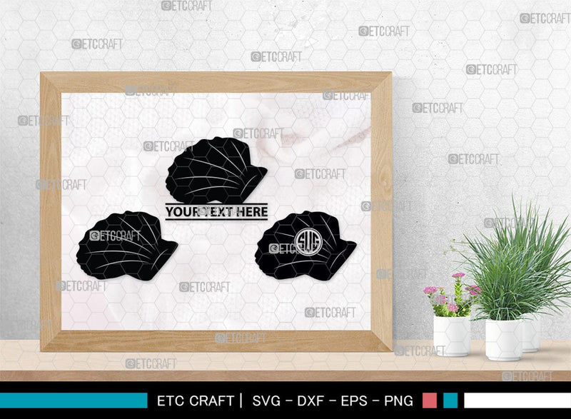 Seashell Monogram, Seashell Silhouette, Seashell SVG, Shell Svg ...