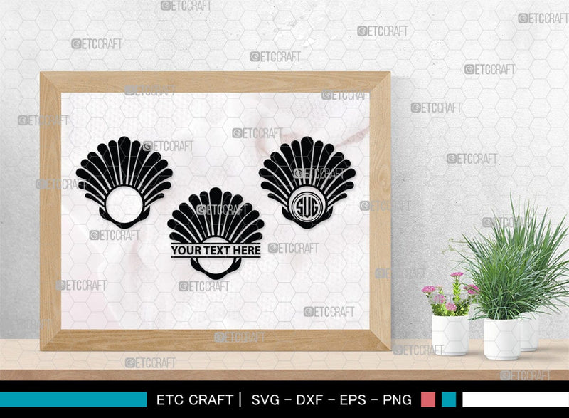 Seashell Monogram, Seashell Silhouette, Seashell SVG, Shell Svg ...