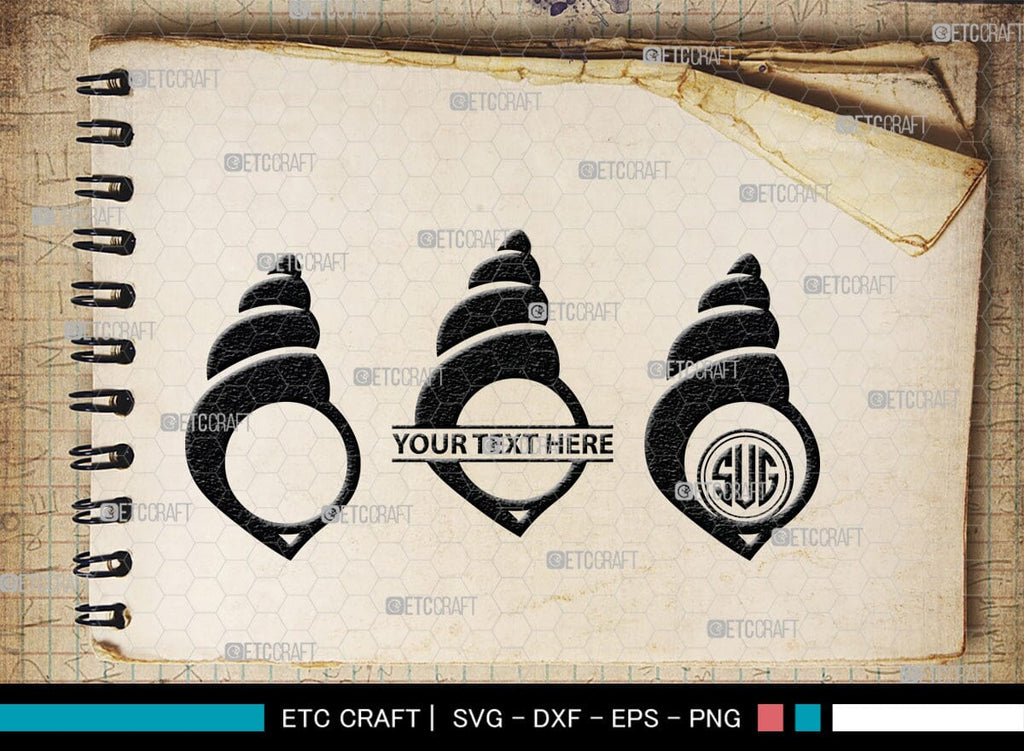 Seashell Monogram, Seashell Silhouette, Seashell SVG, Shell Svg ...