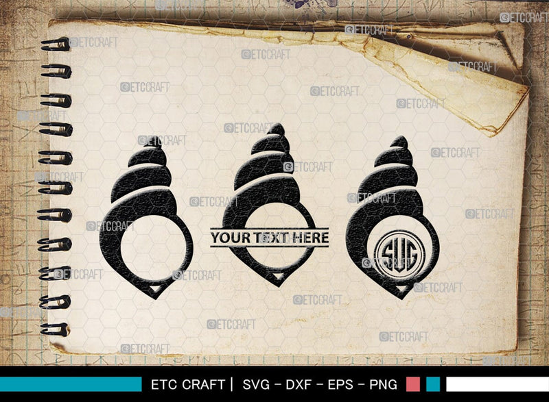 Seashell Monogram, Seashell Silhouette, Seashell SVG, Shell Svg ...