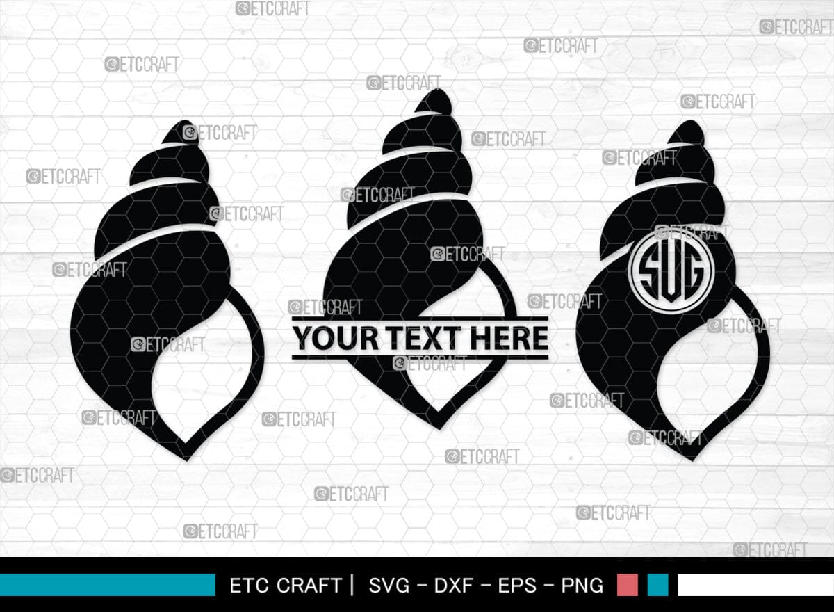 Seashell Monogram, Seashell Silhouette, Seashell SVG, Shell Svg ...