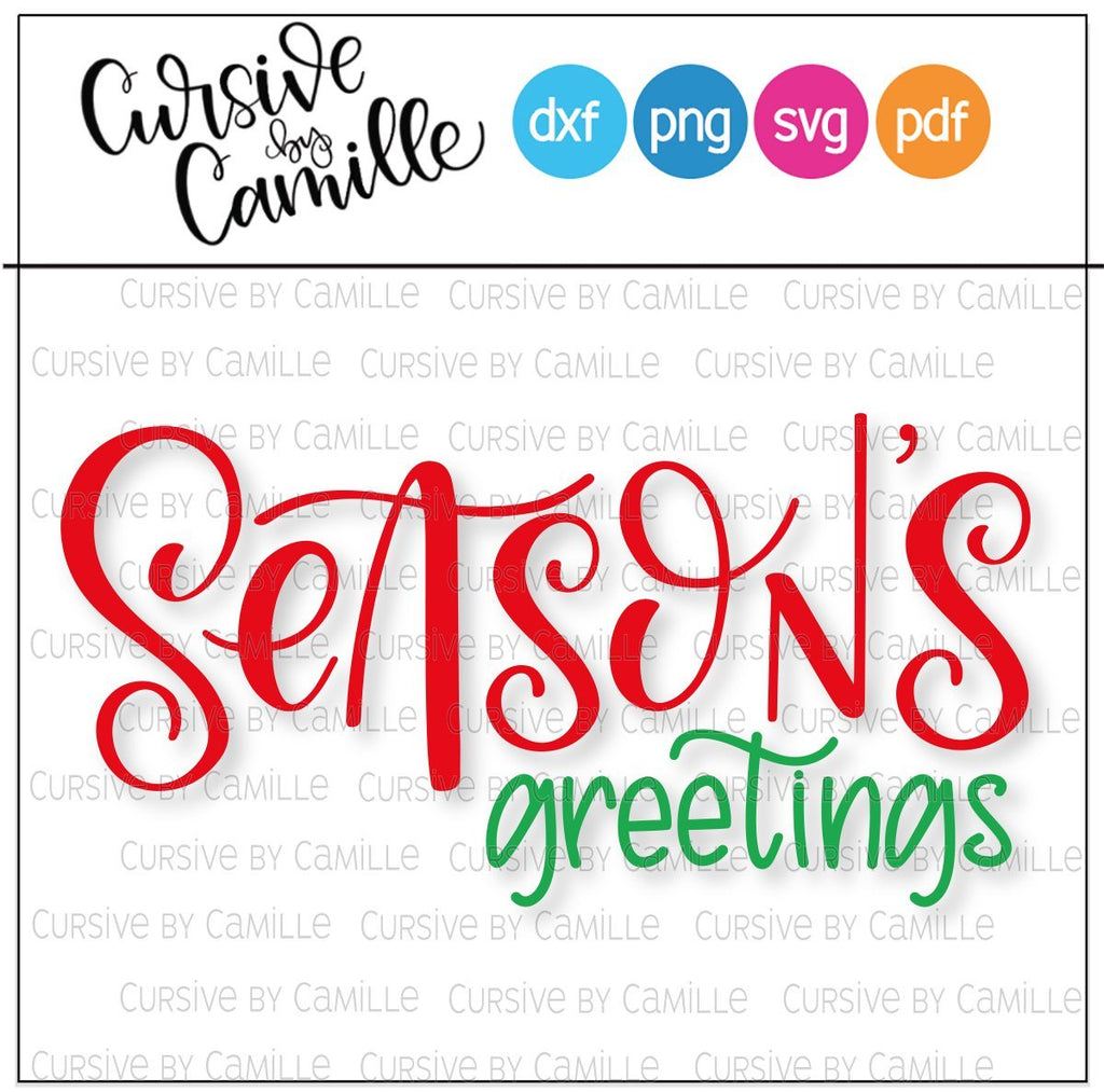 Season's Greetings Hand Lettered SVG Cut File - So Fontsy