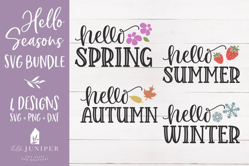 Seasons SVG Bundle | Hello Spring | Hello Summer | Hello Autumn | Hello ...