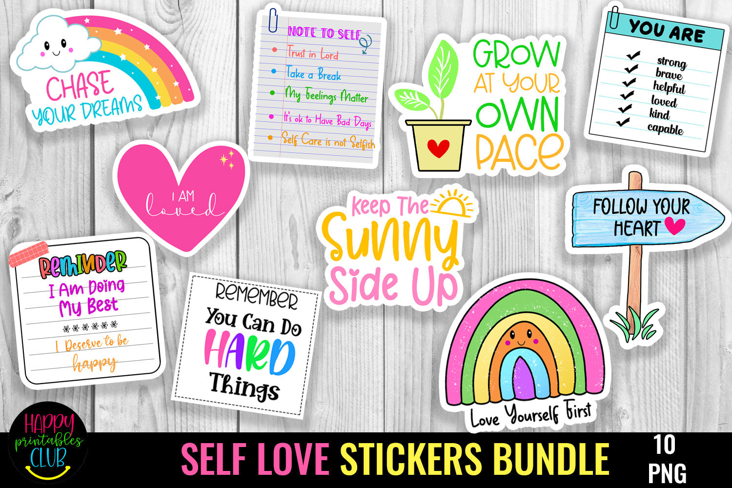 Self Love Stickers Bundle I Motivational Stickers Bundle - So Fontsy