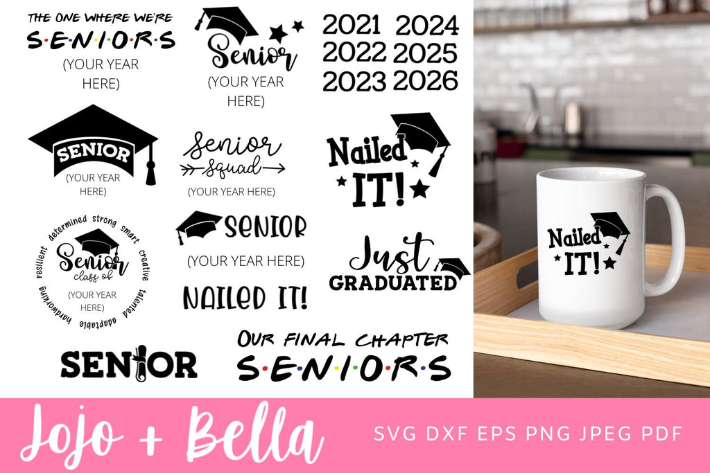 Senior Graduation Svg Bundle, Blank Designs, Senior Svg, Graduation Svg ...