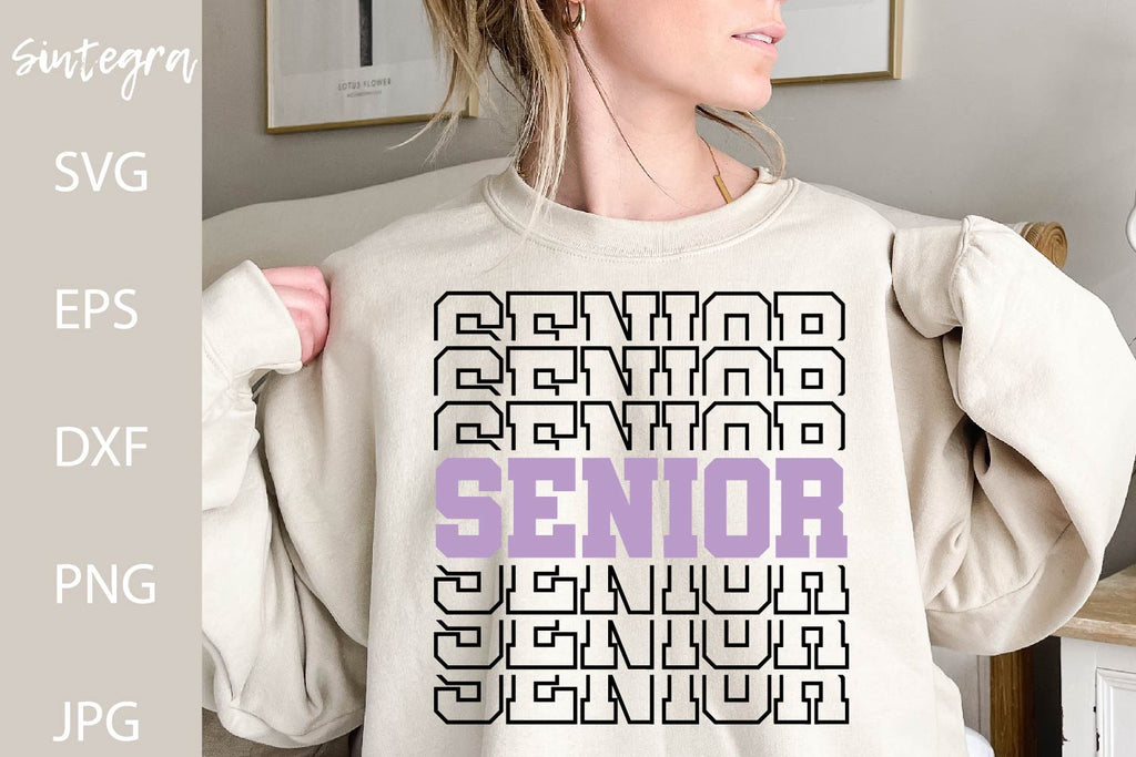 Senior Stacked Design SVG Cut File Free For Commercial Use - So Fontsy