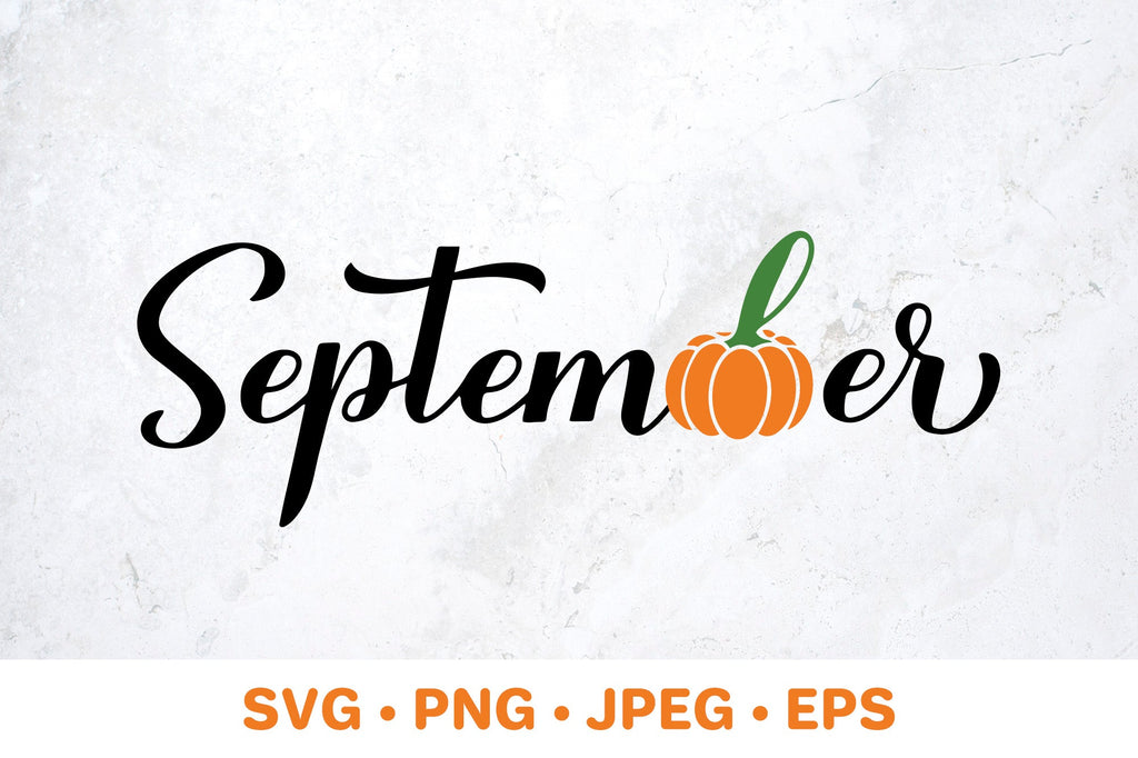 September SVG. Fall quote calligraphy. Autumn saying - So Fontsy